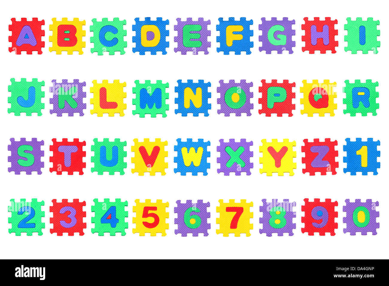 Alphabet, from colorful letter puzzle, isolated on white background ...