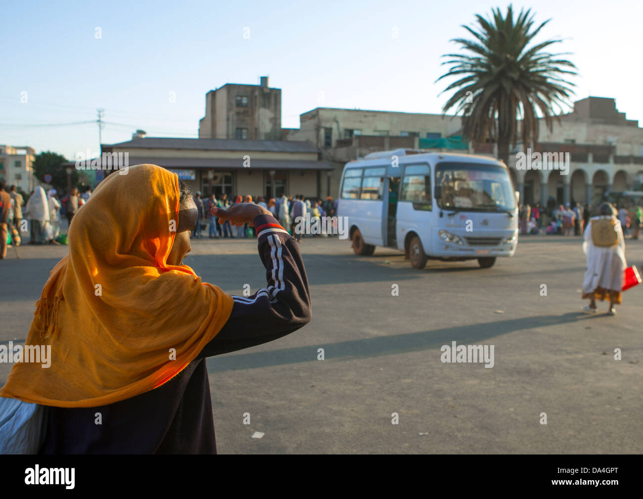 Woman Waiting For A Bus, Asmara, Eritrea Stock Photo - Alamy