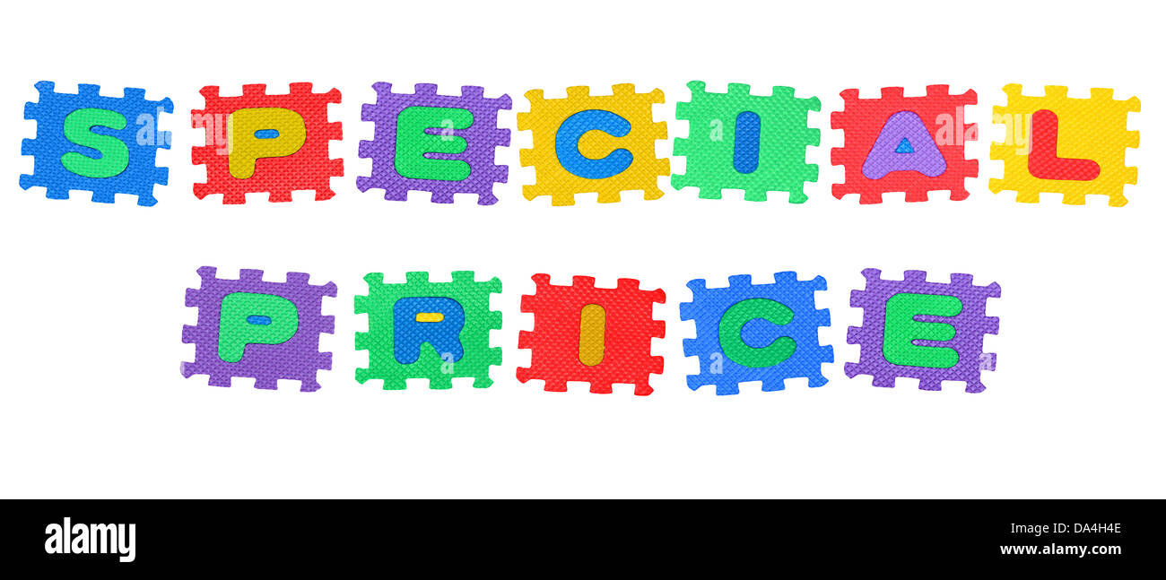 Message Special price, from letters puzzle, isolated on white ...