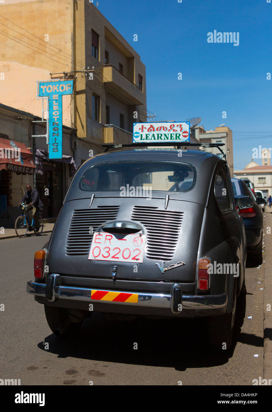 Old Fiat Car Driving School, Asmara, Eritrea Stock Photo - Alamy