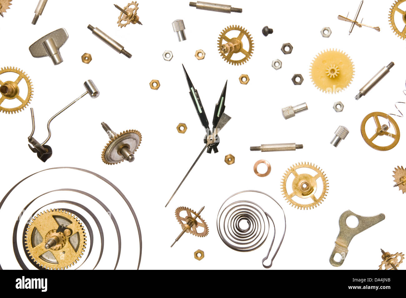parts of clock mechanism on pure white background Stock Photo - Alamy