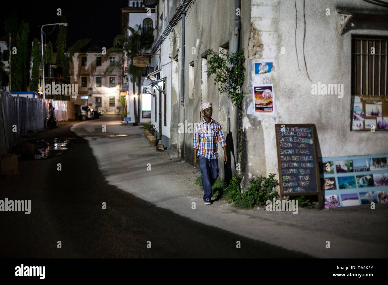 Street at night in Stoen Town, Zanzibar - Tanzania Stock Photo - Alamy