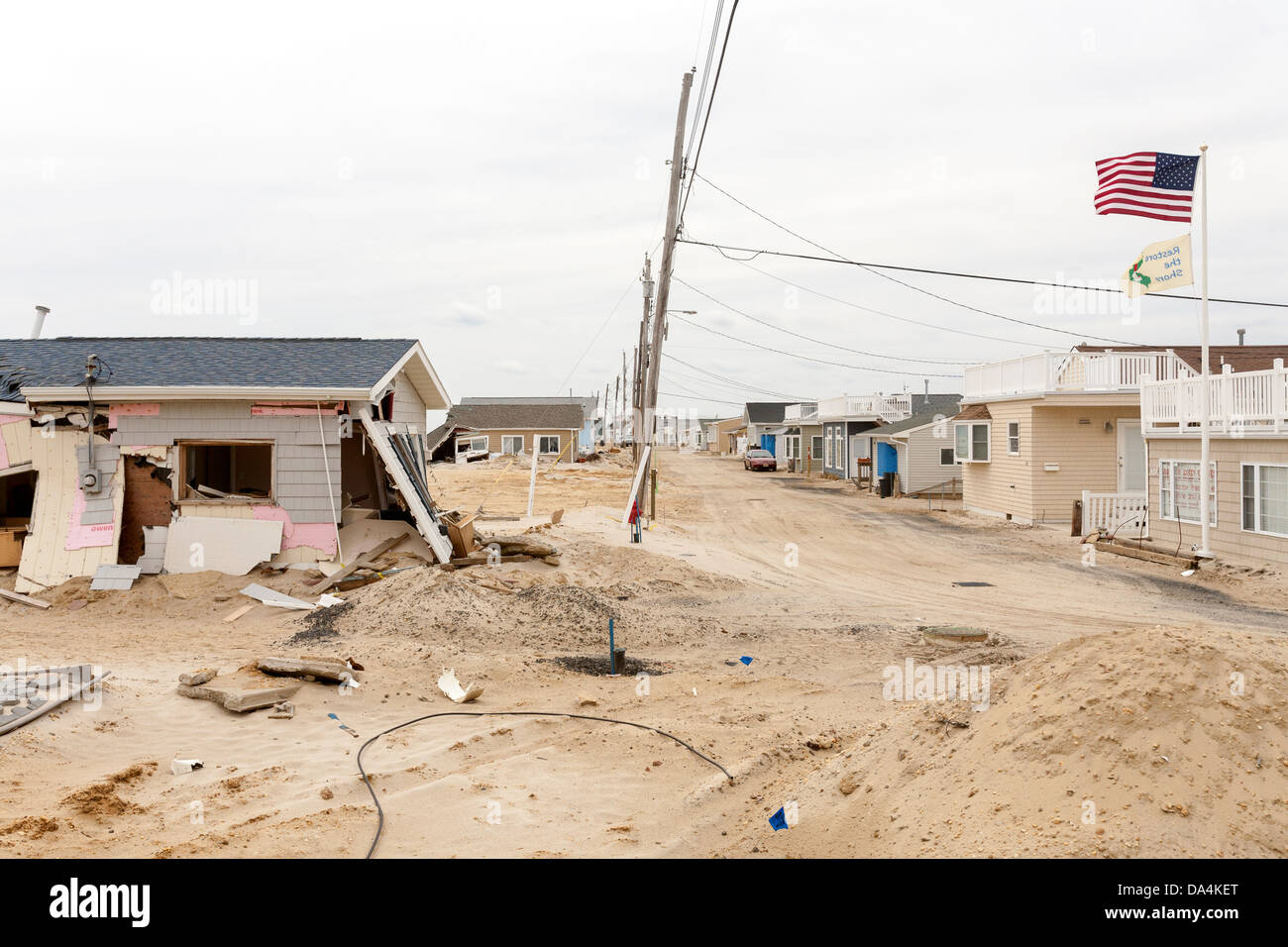 A hurricane leaves a path of destruction destroying homes and houses ...