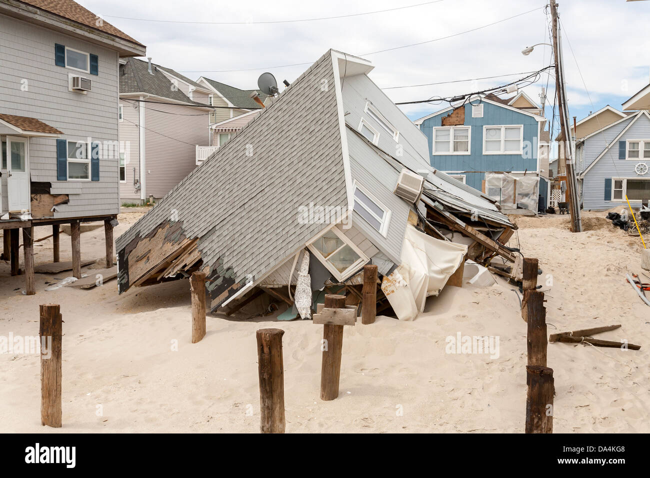 A hurricane leaves a path of destruction destroying homes and houses ...
