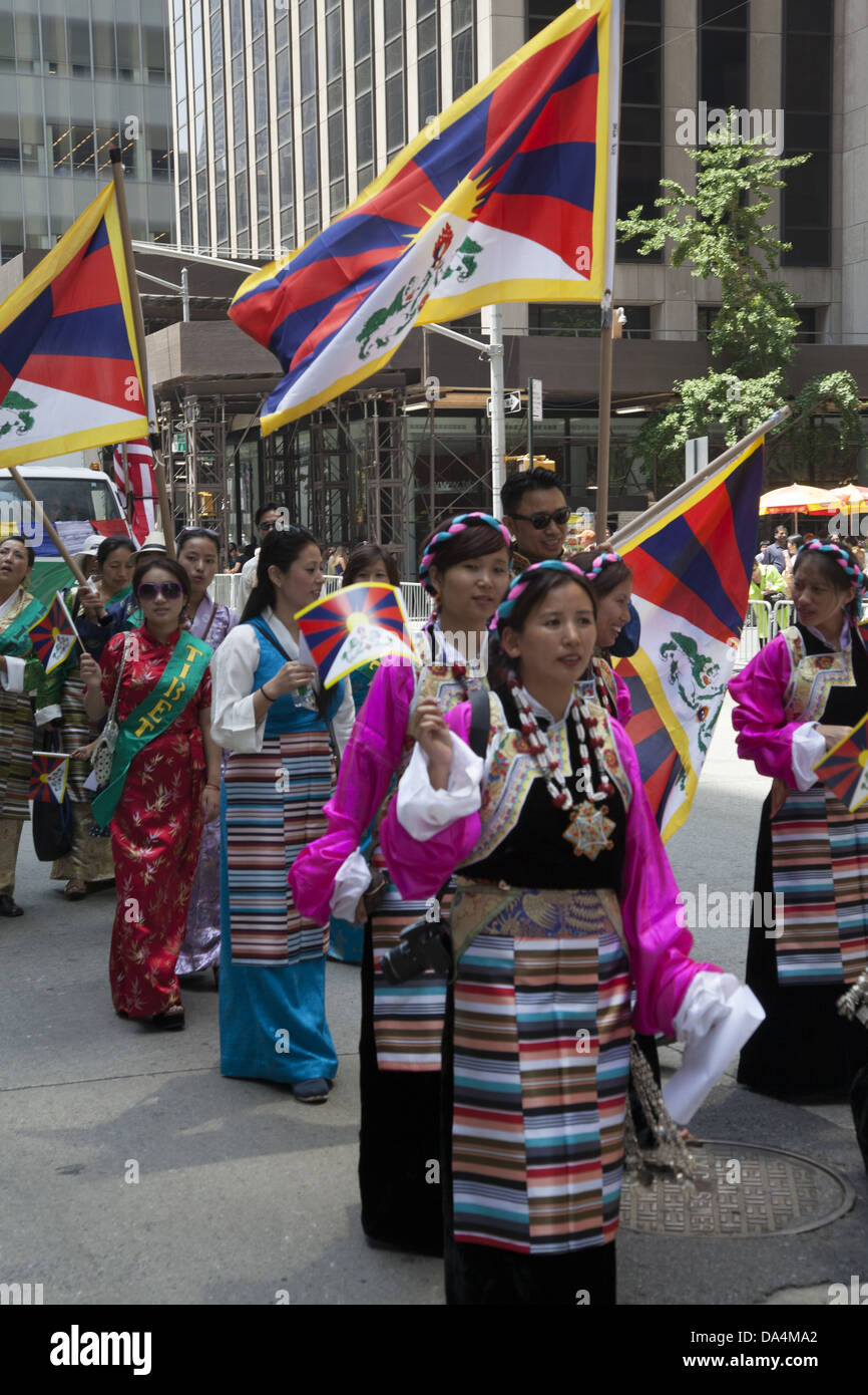 Tibetan refugees and & full fledged Tibetan Americans march in the ...