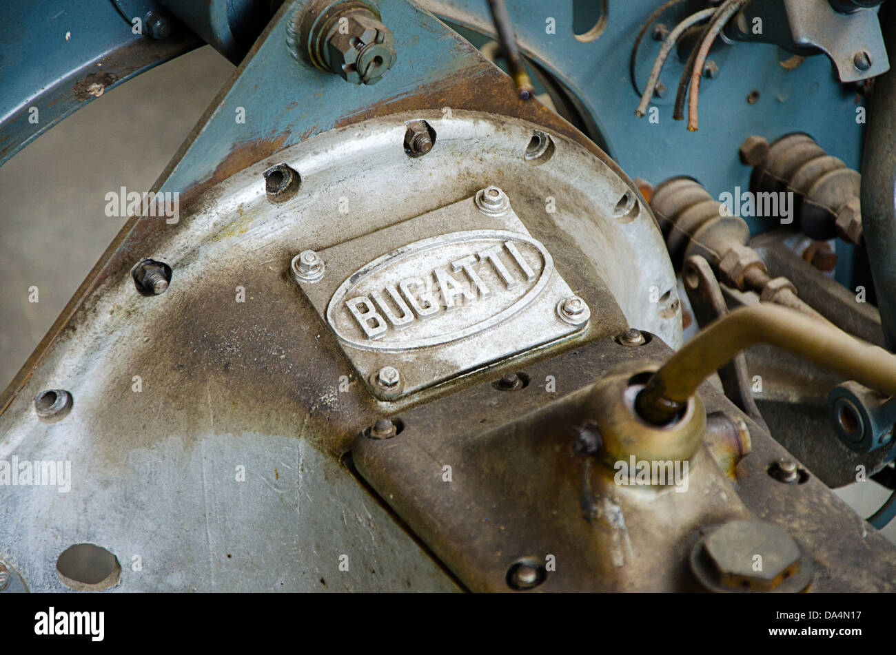 A gearbox of a Vintage prewar Bugatti with the logo of the Company ...