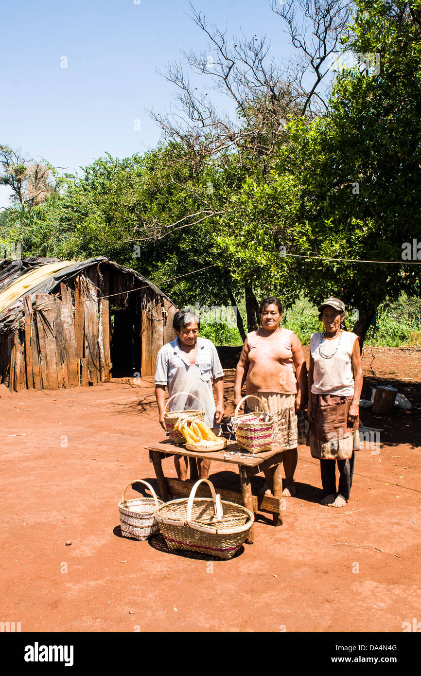 Members of Guarani ethnic group in Xapecó Indian Reserve and some ...