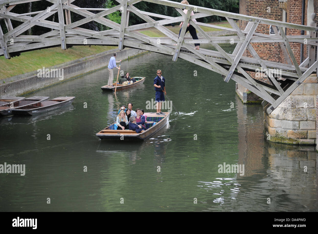 People on a sunny day punting on the River Cam in Cambridge Stock Photo ...