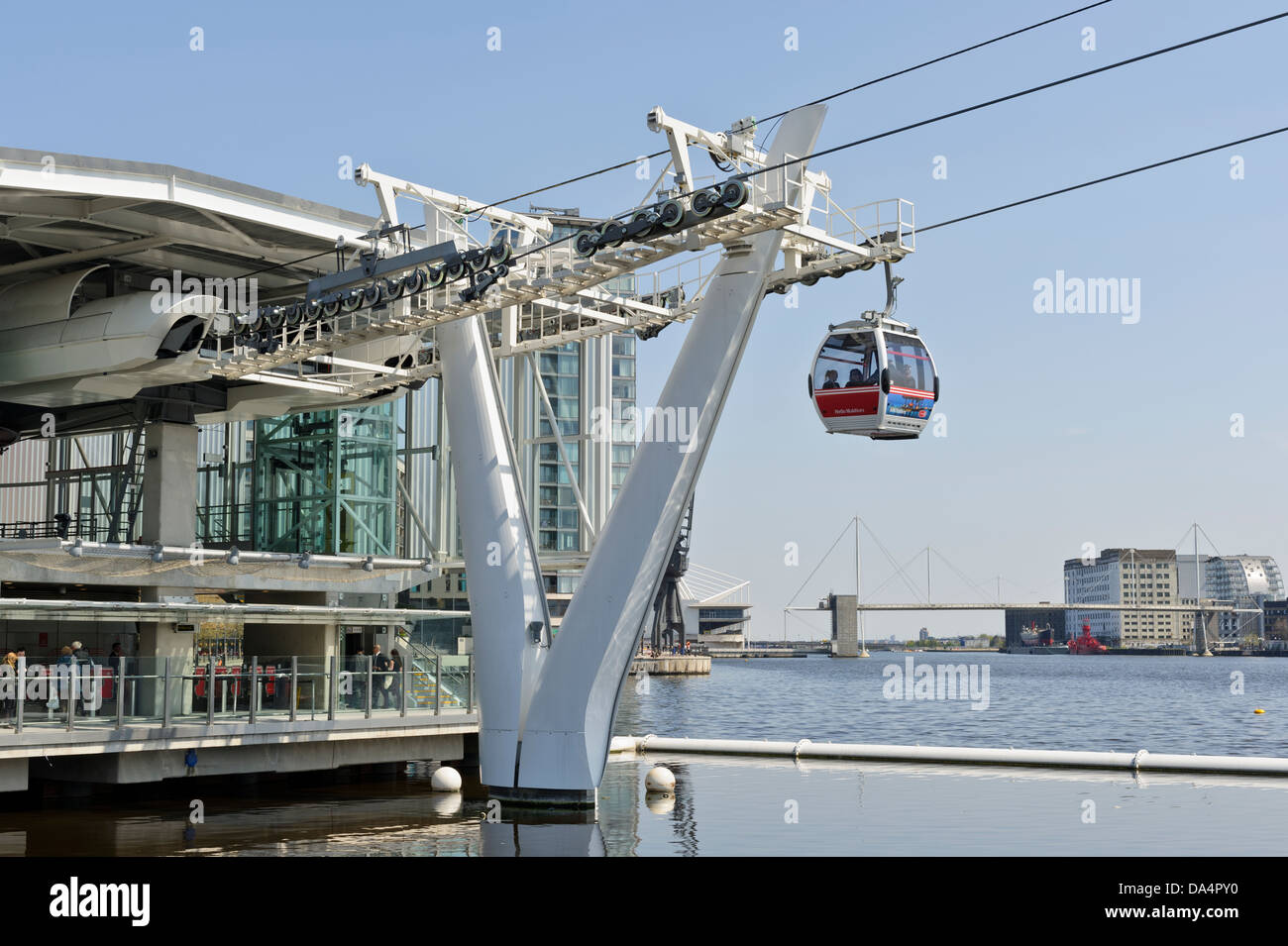 Emirates cable cars landing at Royal Docks Terminal, London, England ...