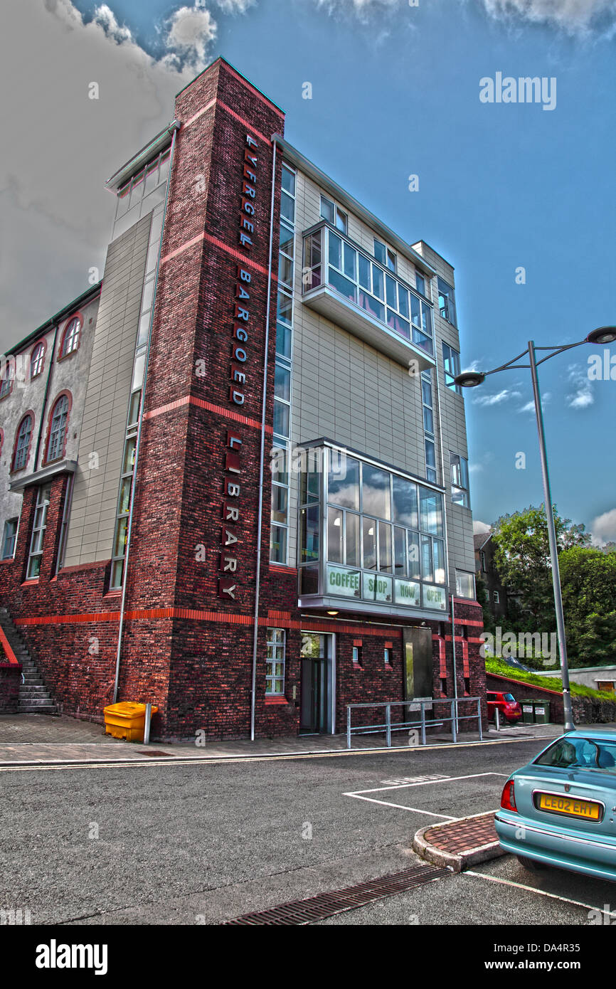 HDR picture of new library building in Bargoed Stock Photo - Alamy