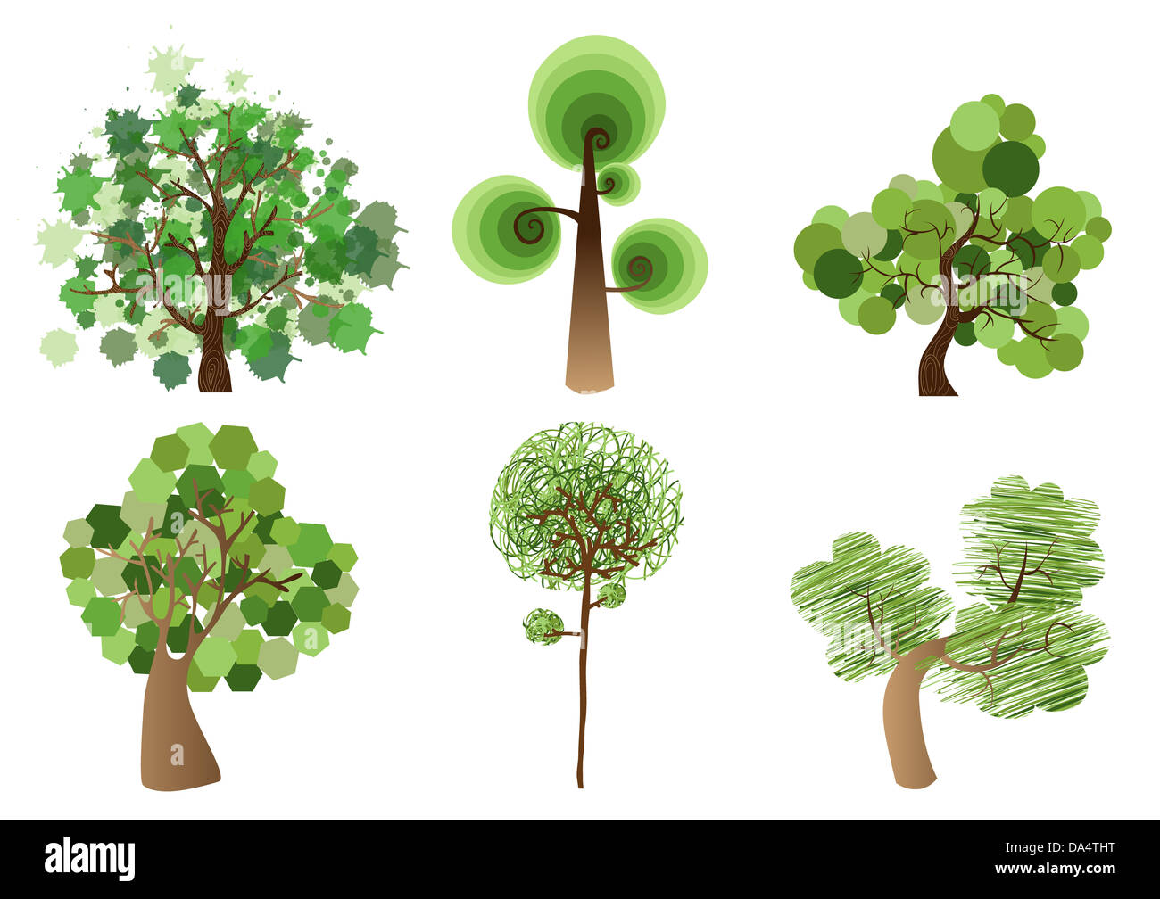 Multicolored tree set isolated over white. EPS10 file version. This ...