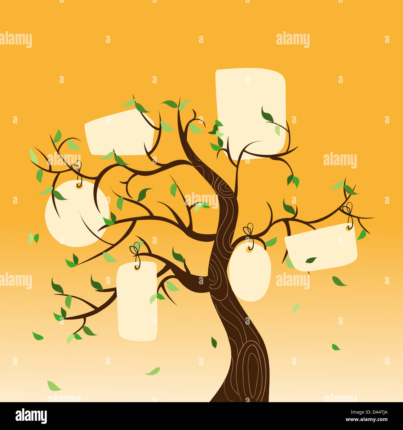 Family concept tree with hanging labels leaves. Vector file layered for ...