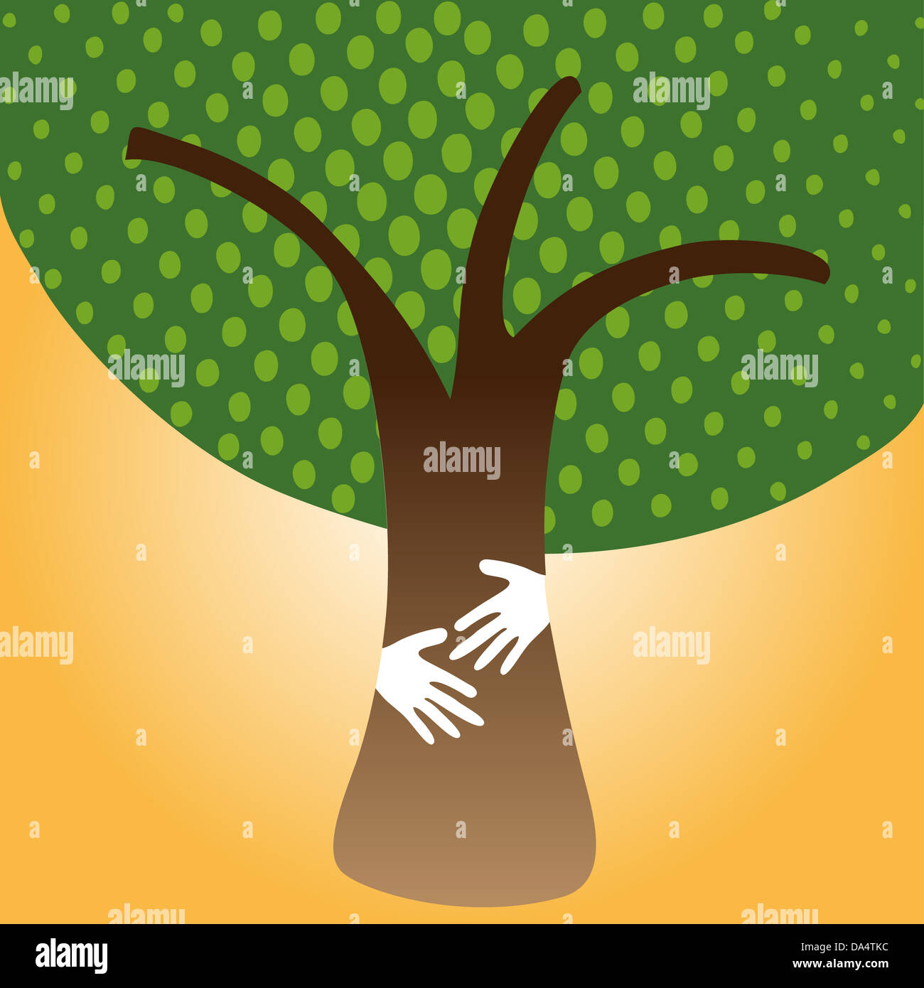 Eco friendly hands hug concept green tree. Vector file layered for easy ...