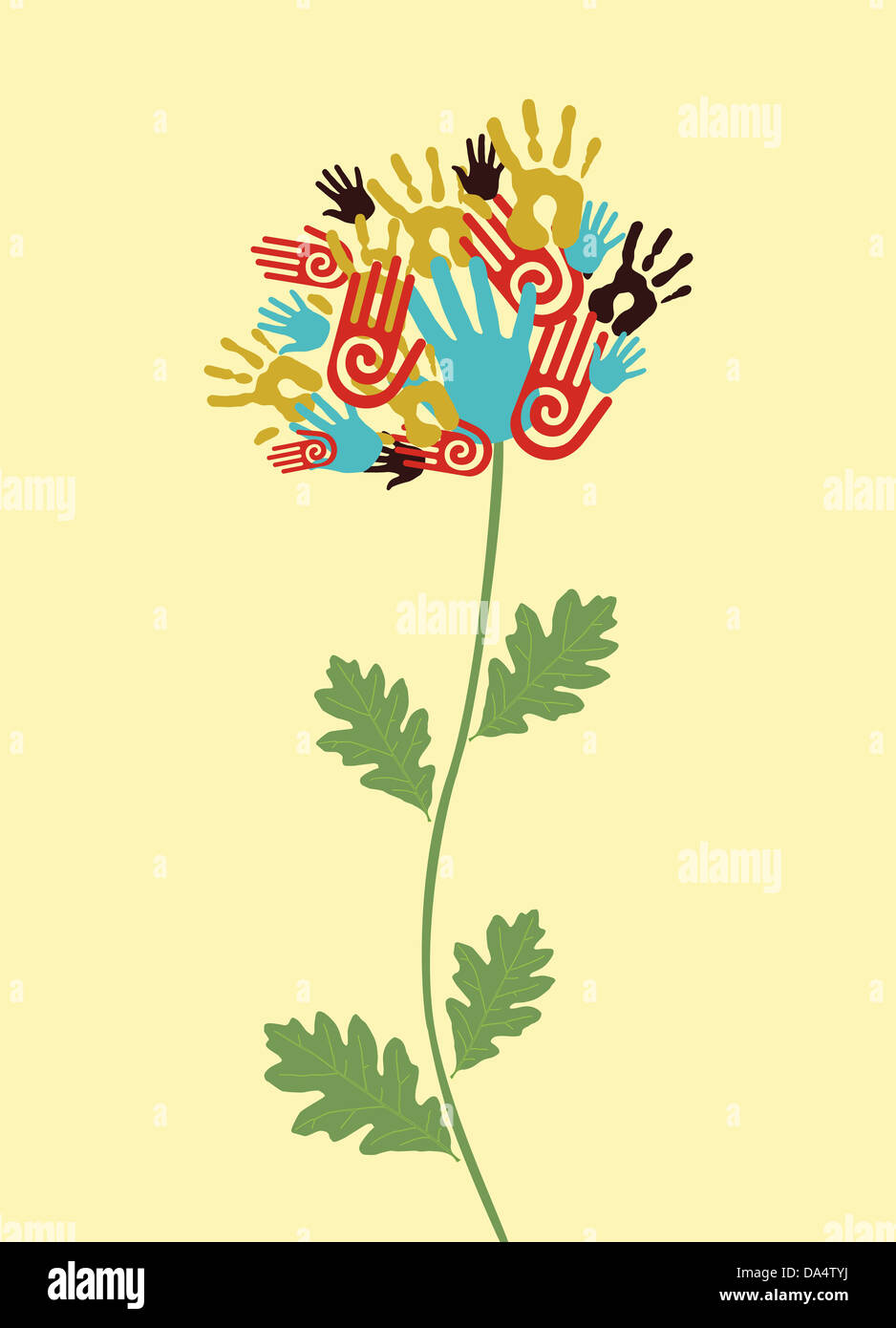 Diversity flower hands illustration. Vector illustration layered for ...