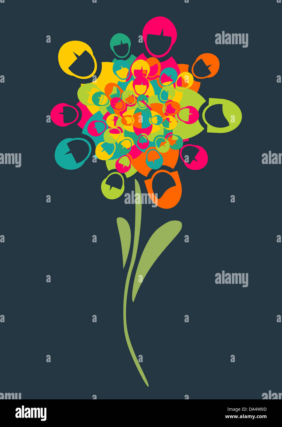 Social media networks flower with people profile icons petals ...