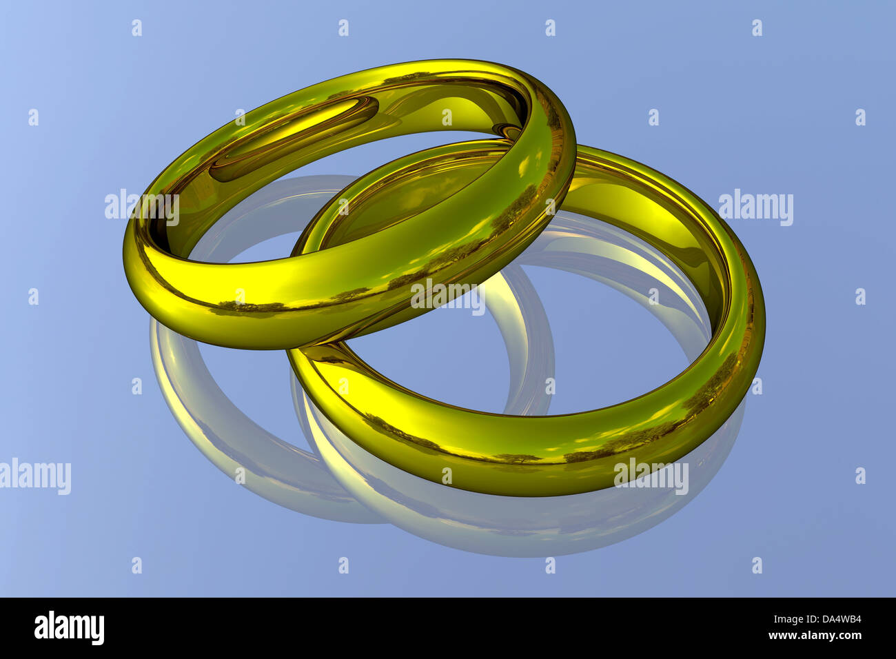 Realistic Golden Wedding Rings - Blue Sky (3D Stock Photo - Alamy