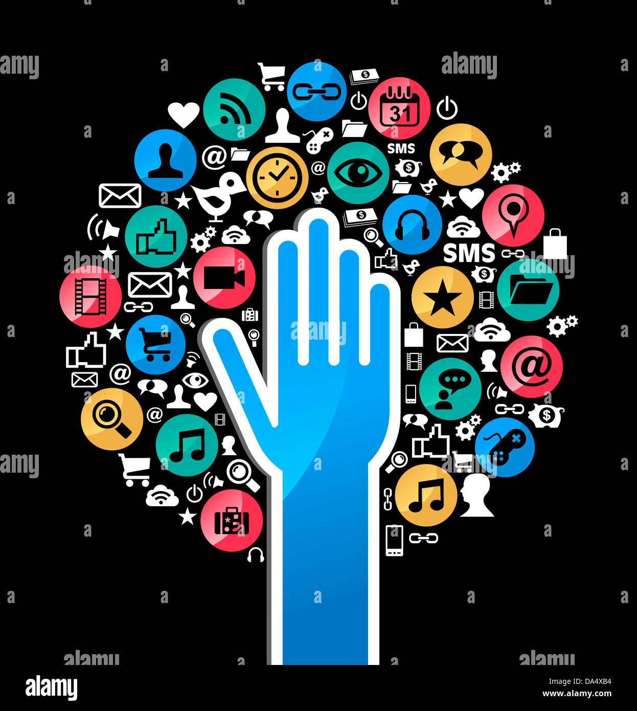 Internet technology concept hand tree icons set. Vector illustration ...