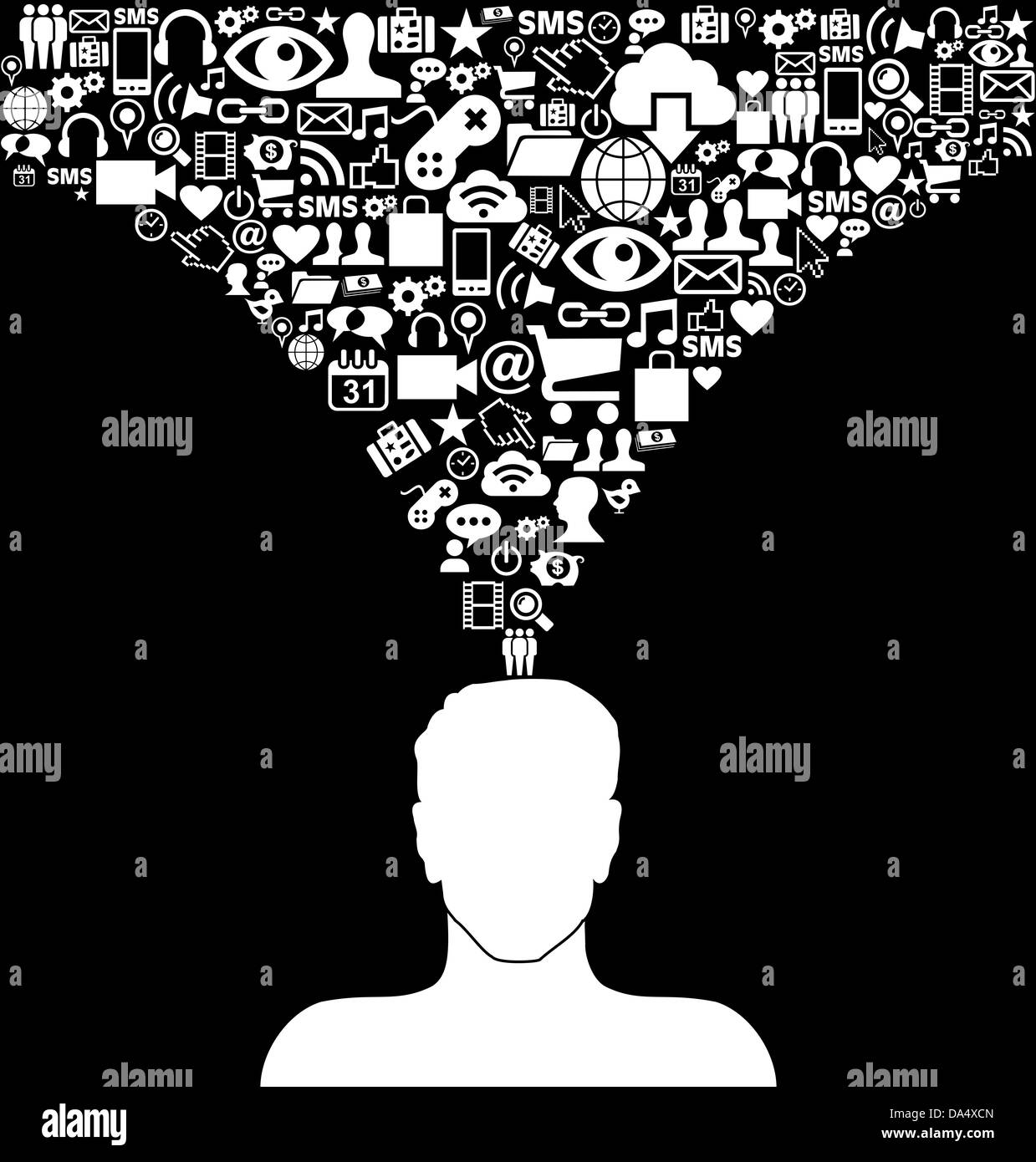 Social media network man with icon set splash. Vector illustration ...