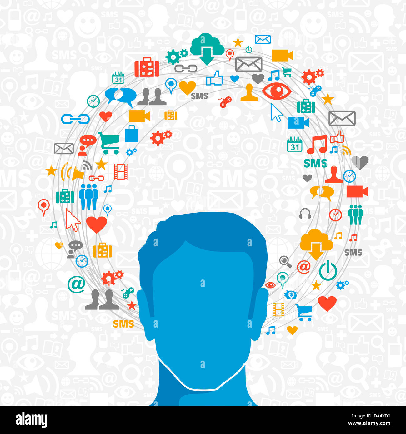 Cloud computing network man icon set interactive circle. Vector ...