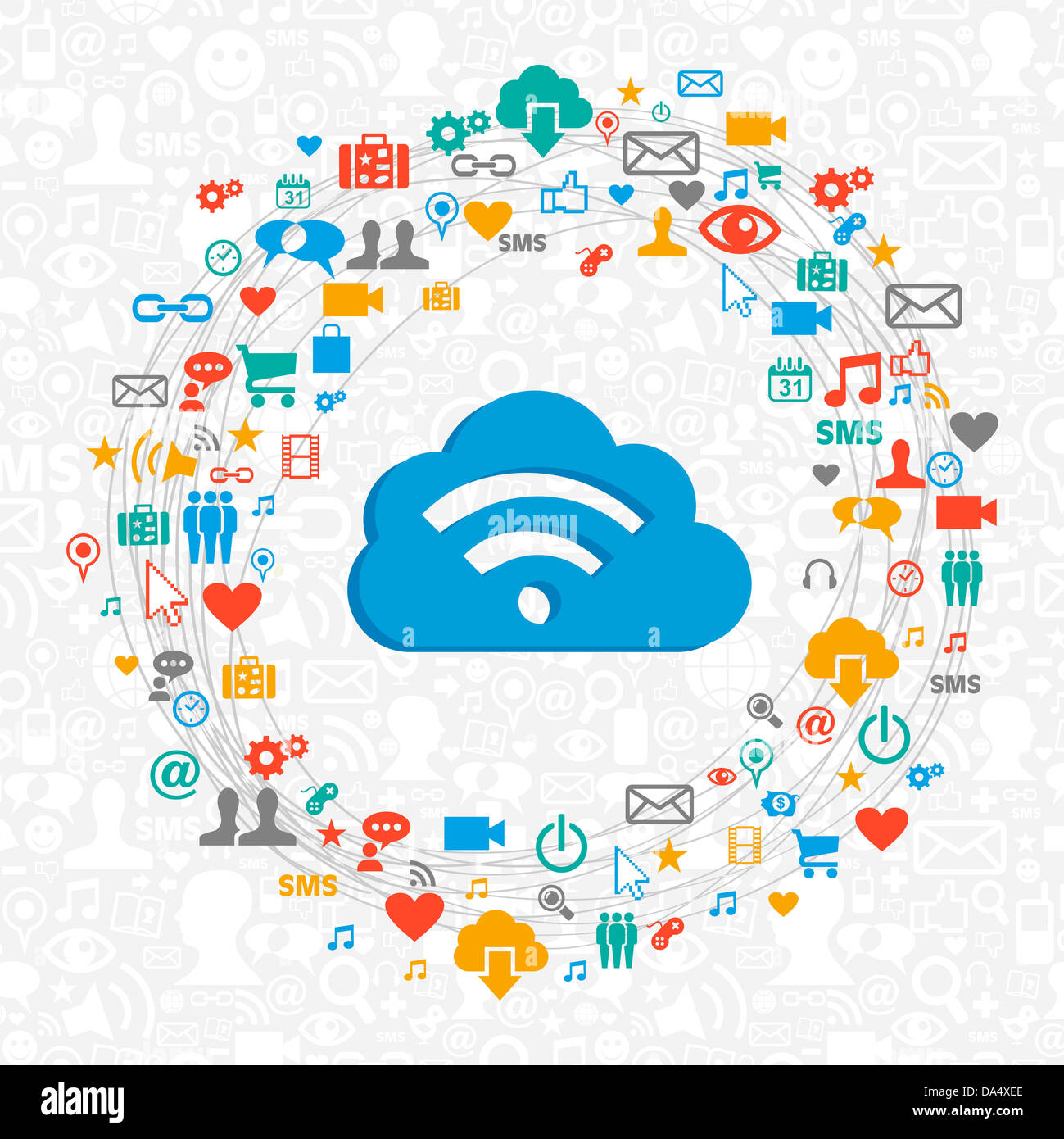 Cloud computing server networks circle diagram. Vector illustration ...