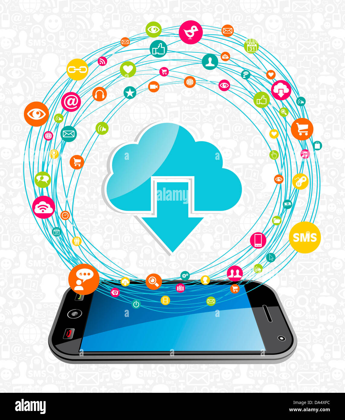 Cloud Computing Network Diagram Vector Illustration Layered For Easy Manipulation And Custom
