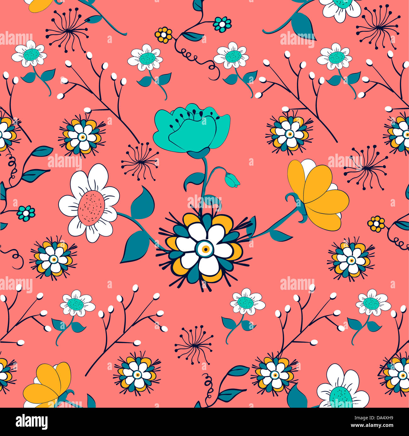 Retro flower seamless pattern. Vector illustration layered for easy ...