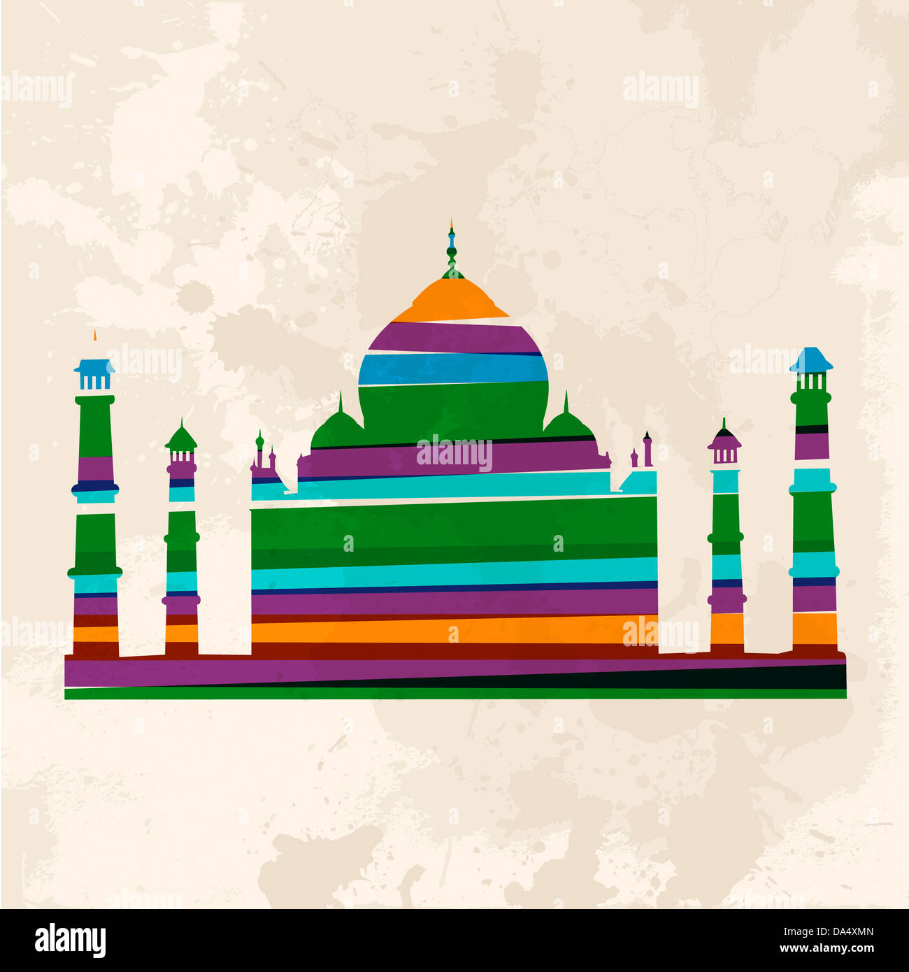 Diversity colors transparent bands Taj Mahal over grunge background ...