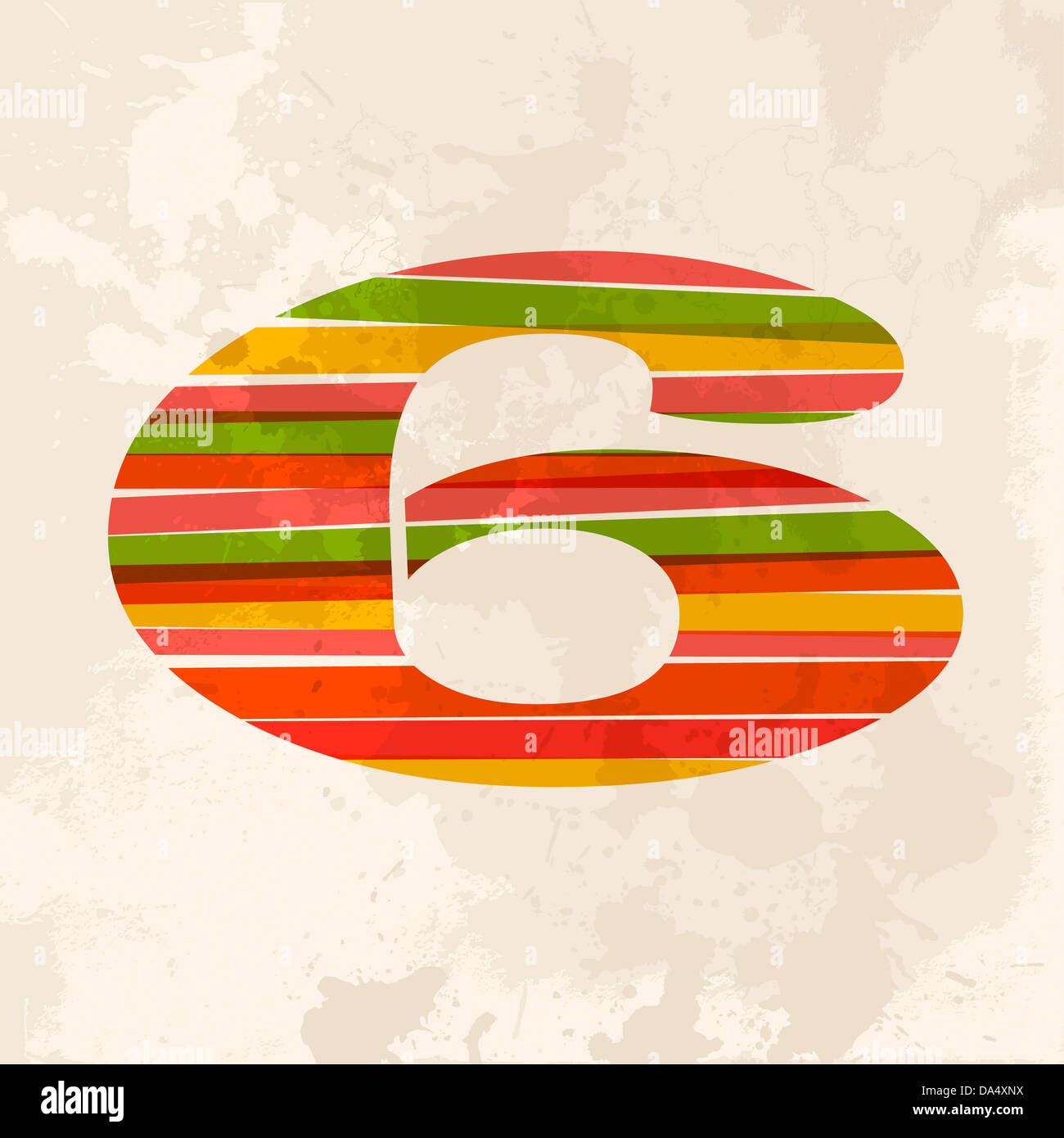 Diversity colors transparent bands number six over grunge background ...