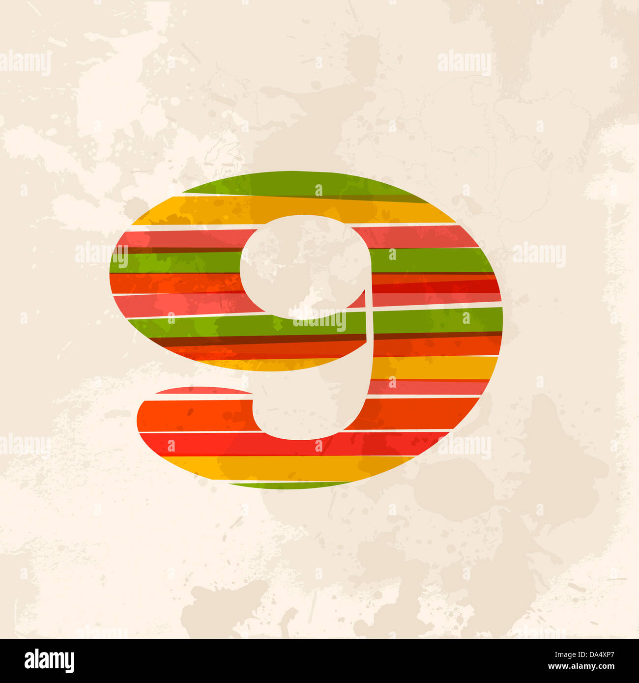 Diversity colors transparent bands number nine over grunge background ...