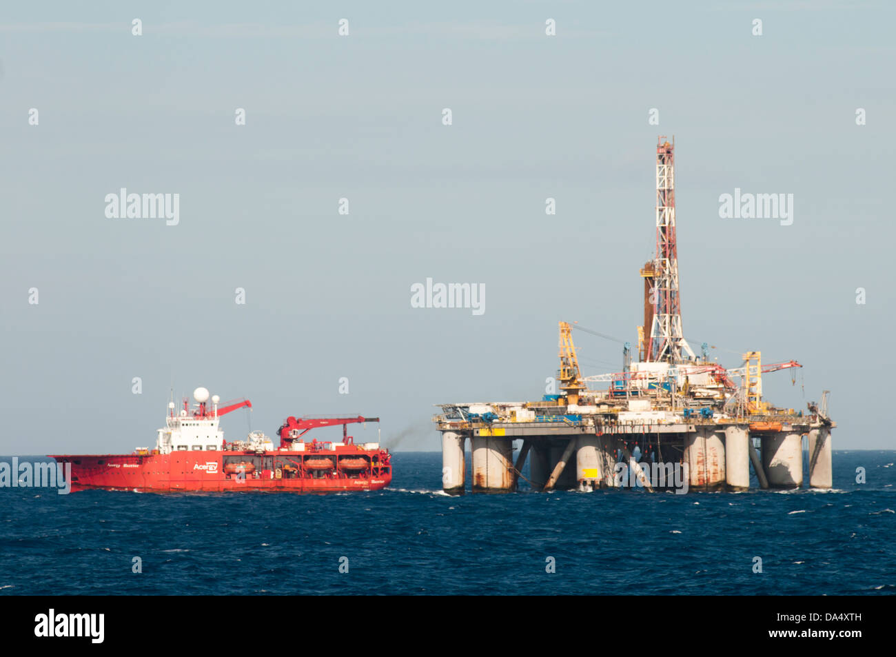 Diving support Vessel Acergy Harrier close to drilling rig Falcon 100 ...