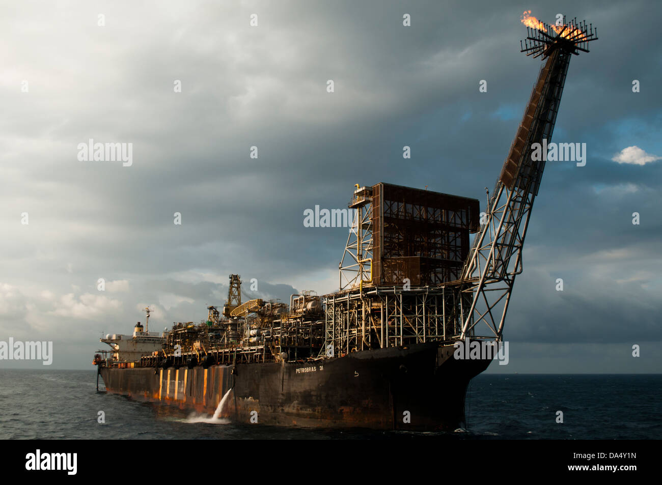 P 31 FPSO oil rig in offshore area working for Petrobras oil company ...