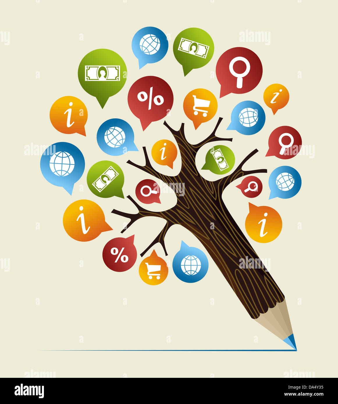 Social college study design pencil tree. Vector illustration layered ...