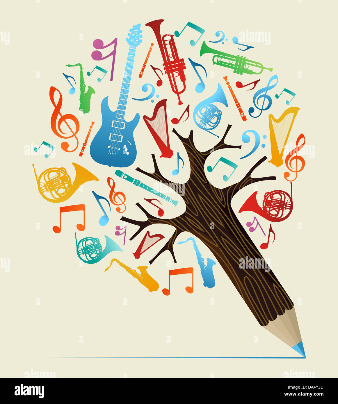 Music study design pencil tree. Vector illustration layered for easy ...