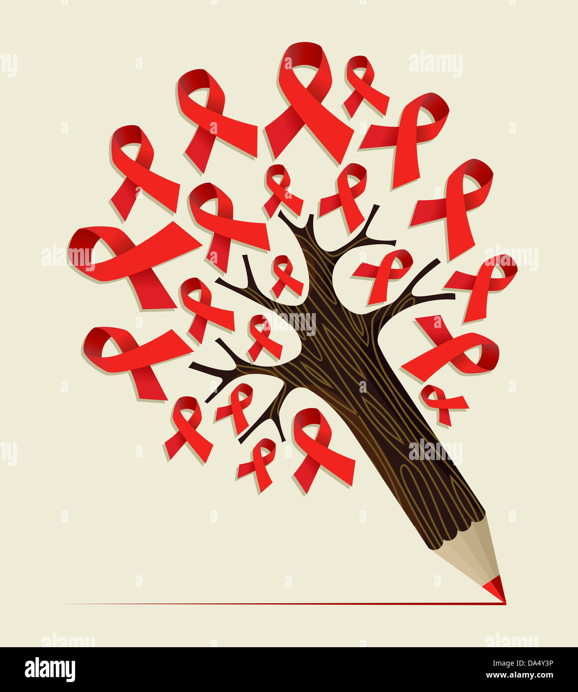 Cancer care ribbons concept pencil tree. Vector illustration layered ...