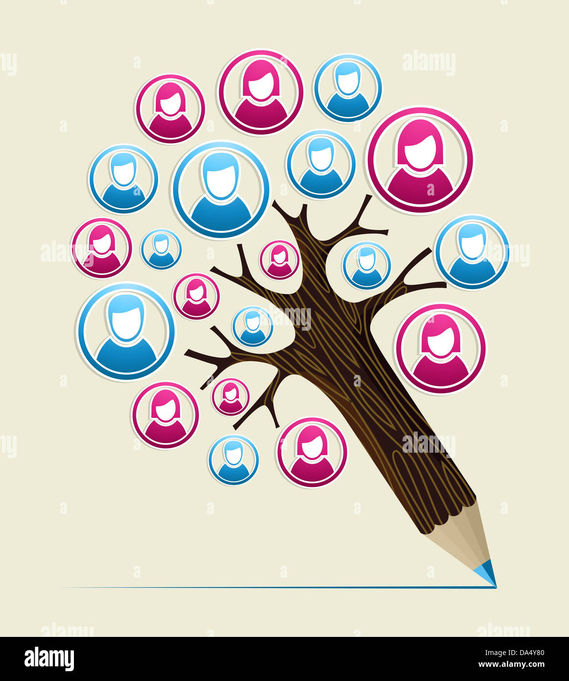 Social media study design pencil tree. Vector illustration layered for ...