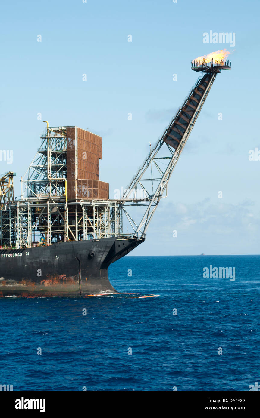 P 31 FPSO oil rig in offshore area working for Petrobras oil company ...