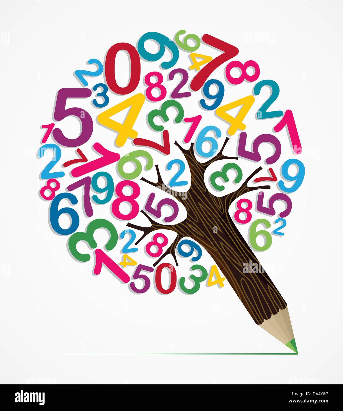 Collection of numbers concept pencil tree design. Vector illustration ...