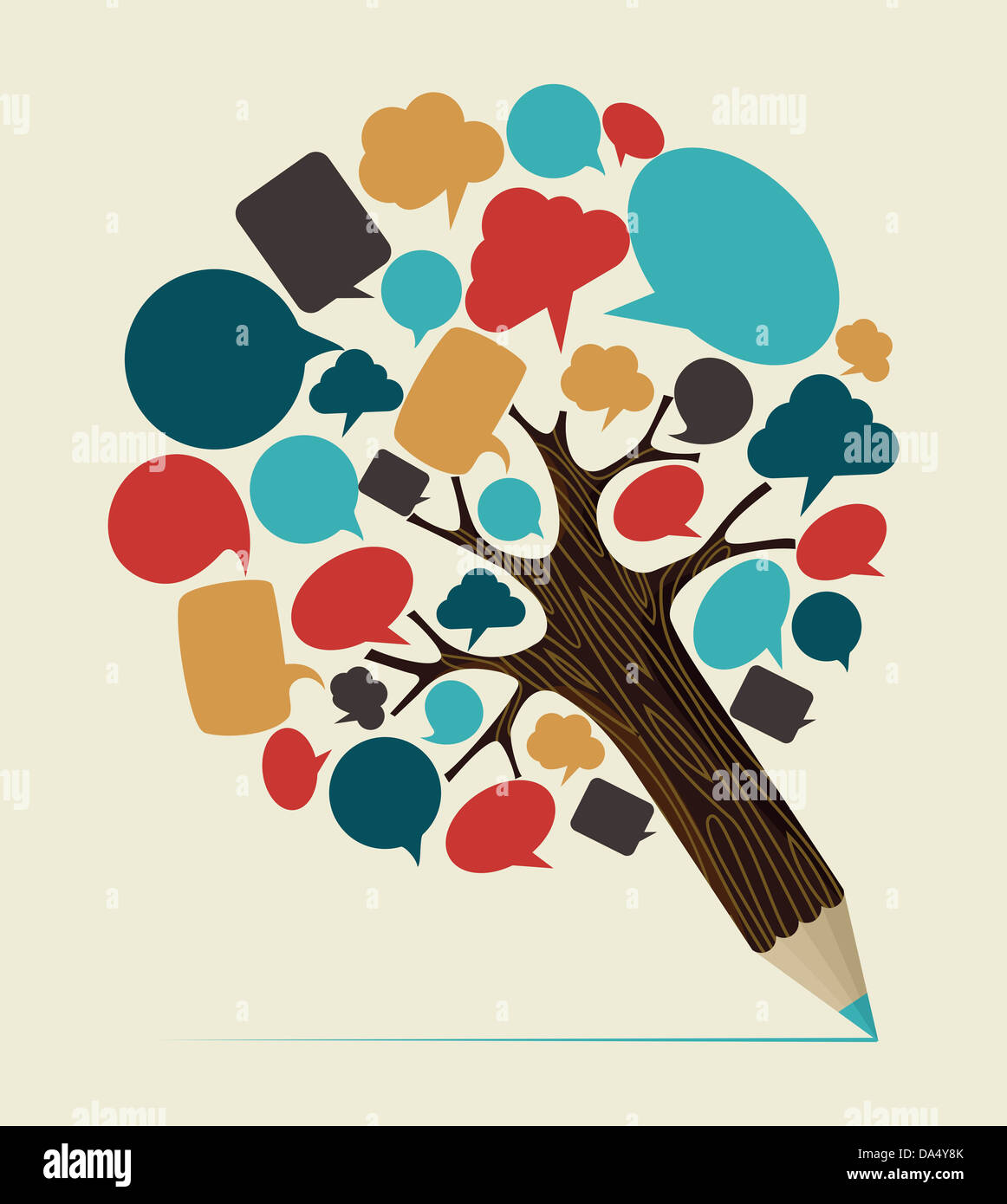 Communication speech bubble concept pencil tree. Vector illustration ...