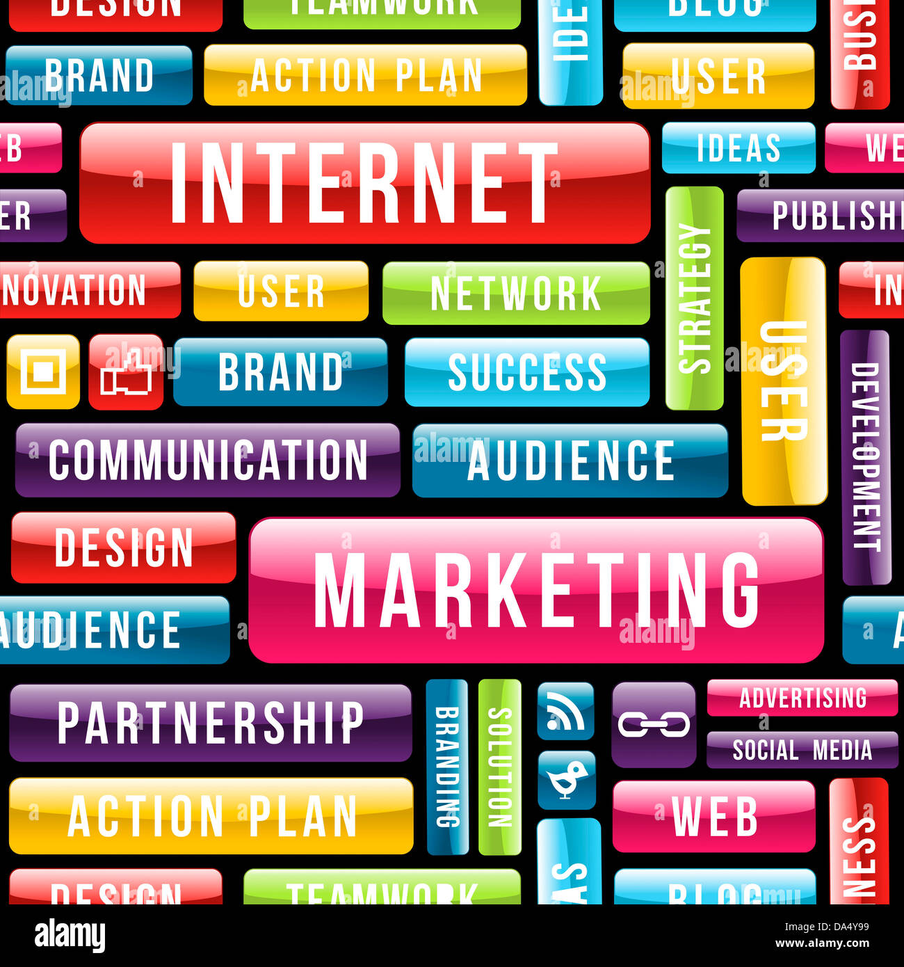 Marketing text web glossy buttons concept seamless pattern background ...