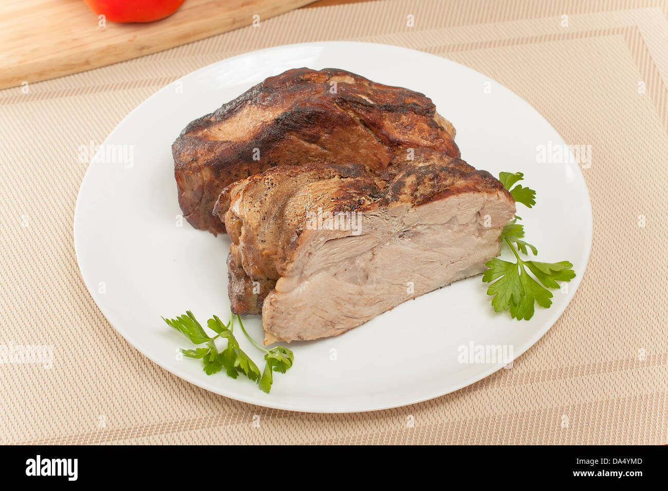 cold boiled pork from the neck on the cut Stock Photo - Alamy