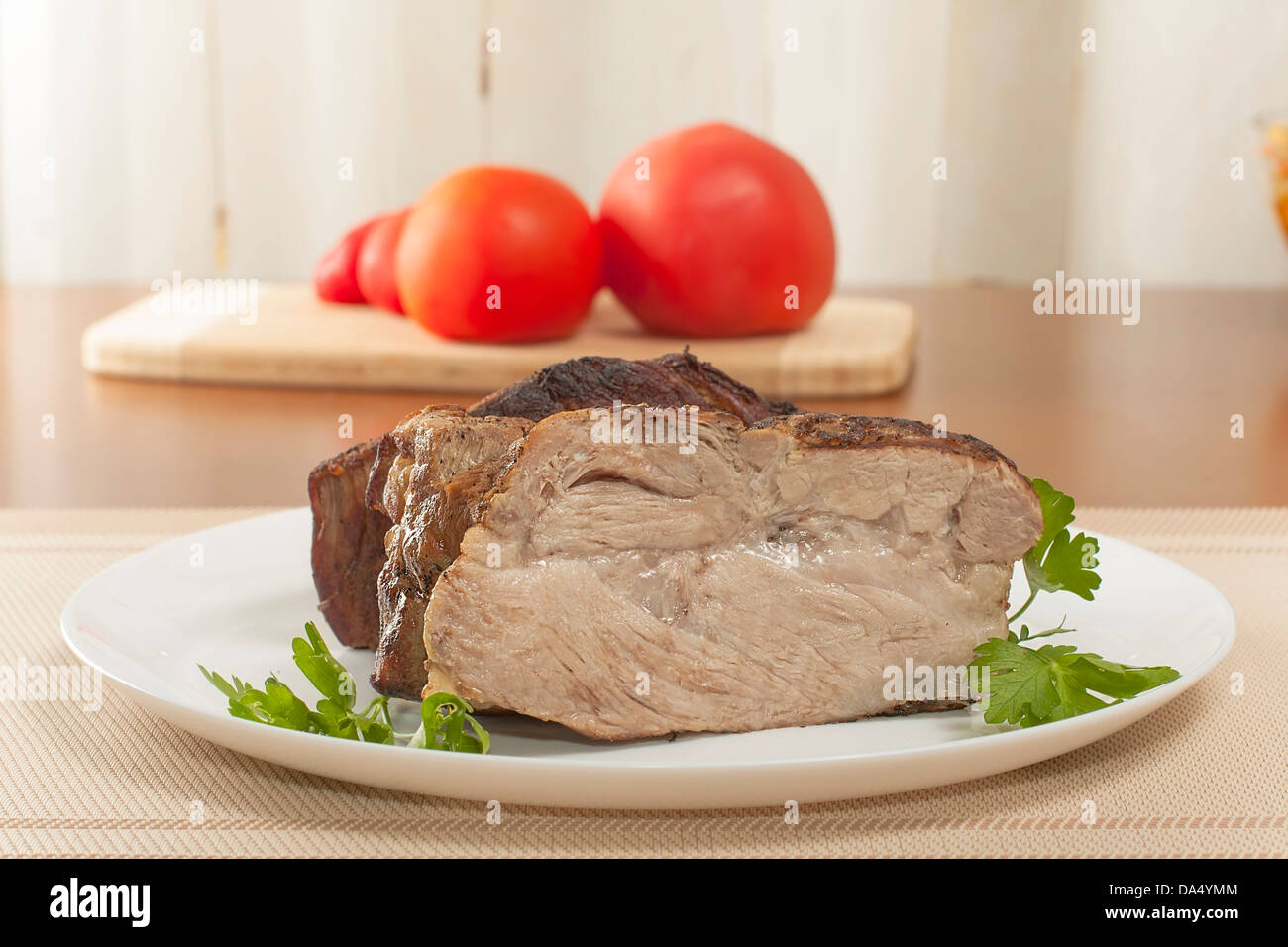 cold boiled pork from the neck on the cut Stock Photo - Alamy