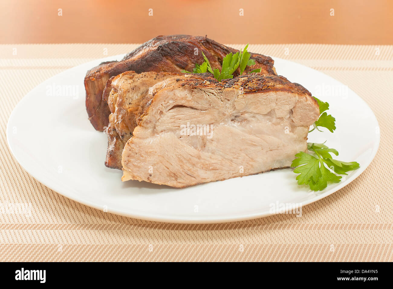cold boiled pork from the neck on the cut Stock Photo - Alamy