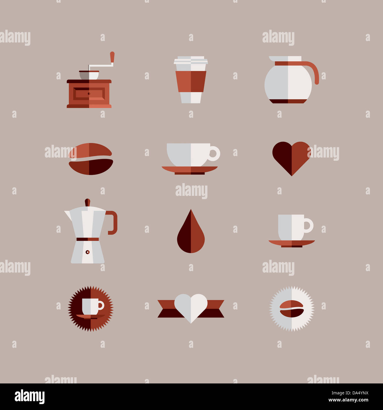 Colorful coffee shop icon setover beige background. Vector file layered ...