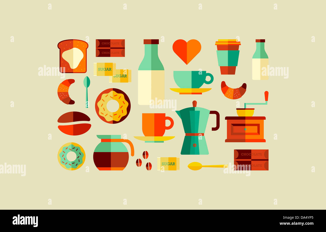 Colorful coffee shop icon over spattered background set. Vector file ...