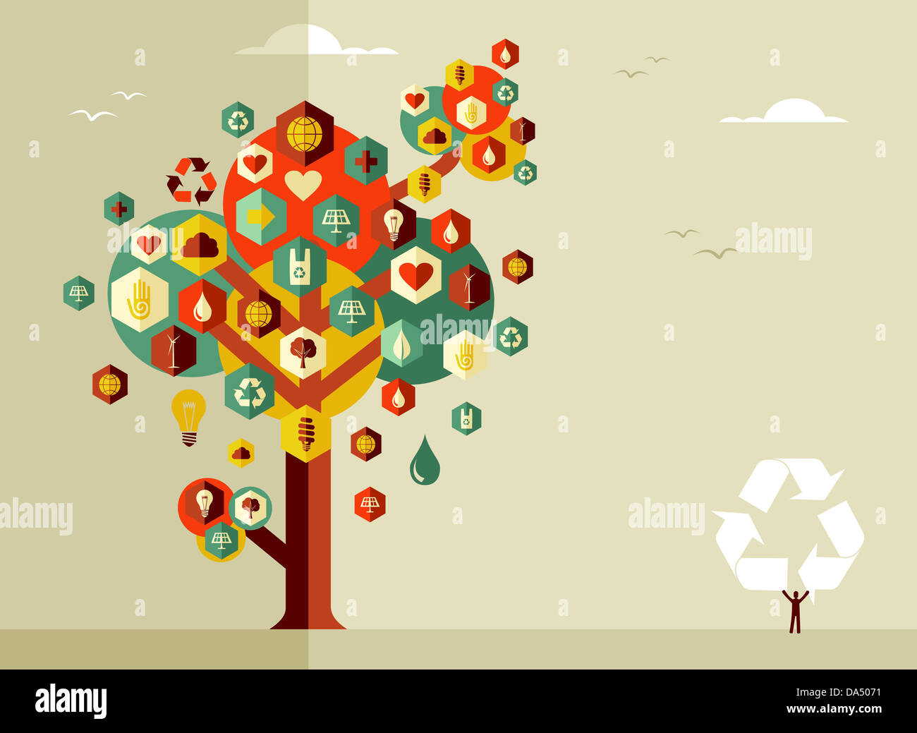 Sustainable icons conceptual tree. Vector file layered for easy ...