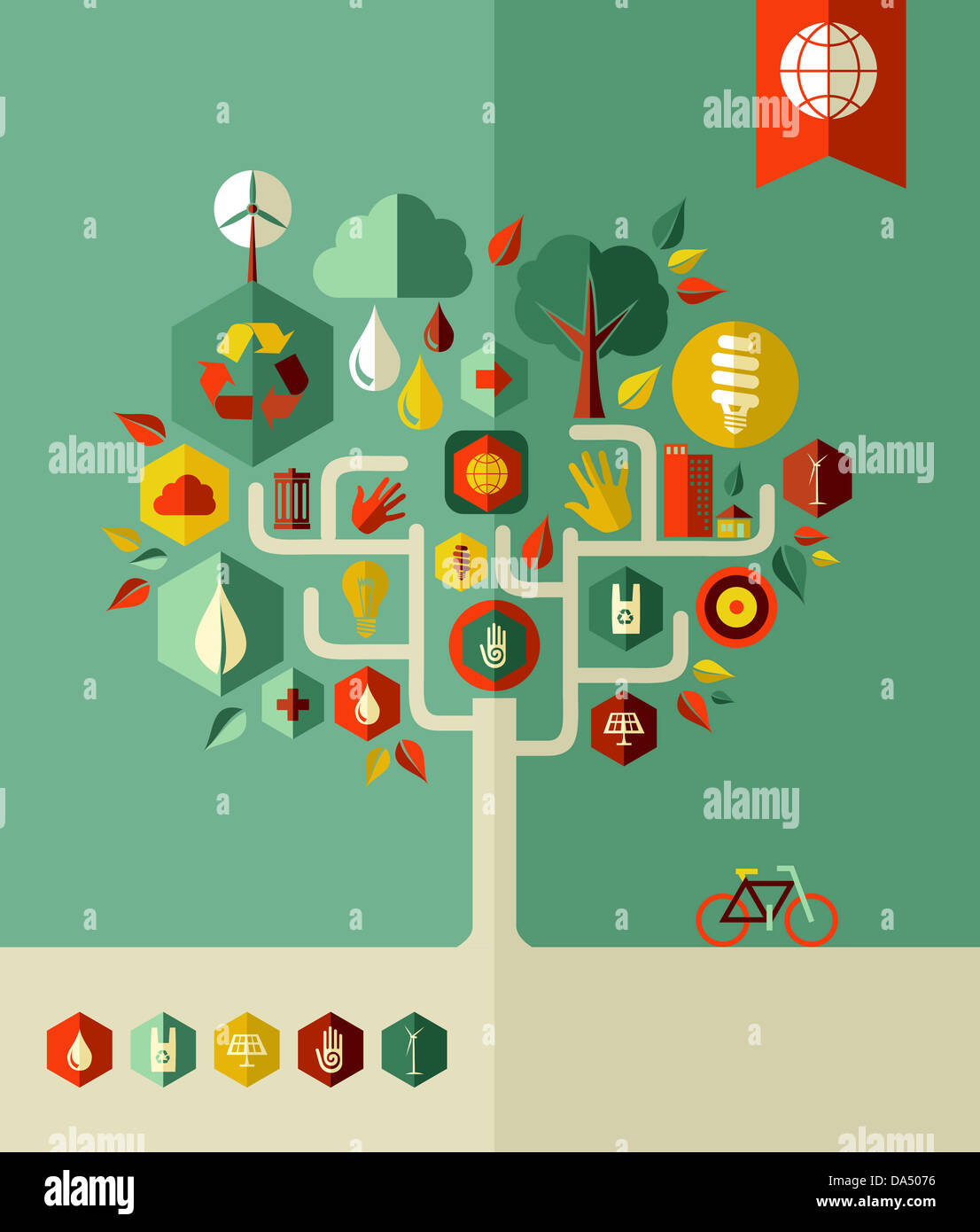 Eco conservation city conceptual tree . Vector file layered for easy ...