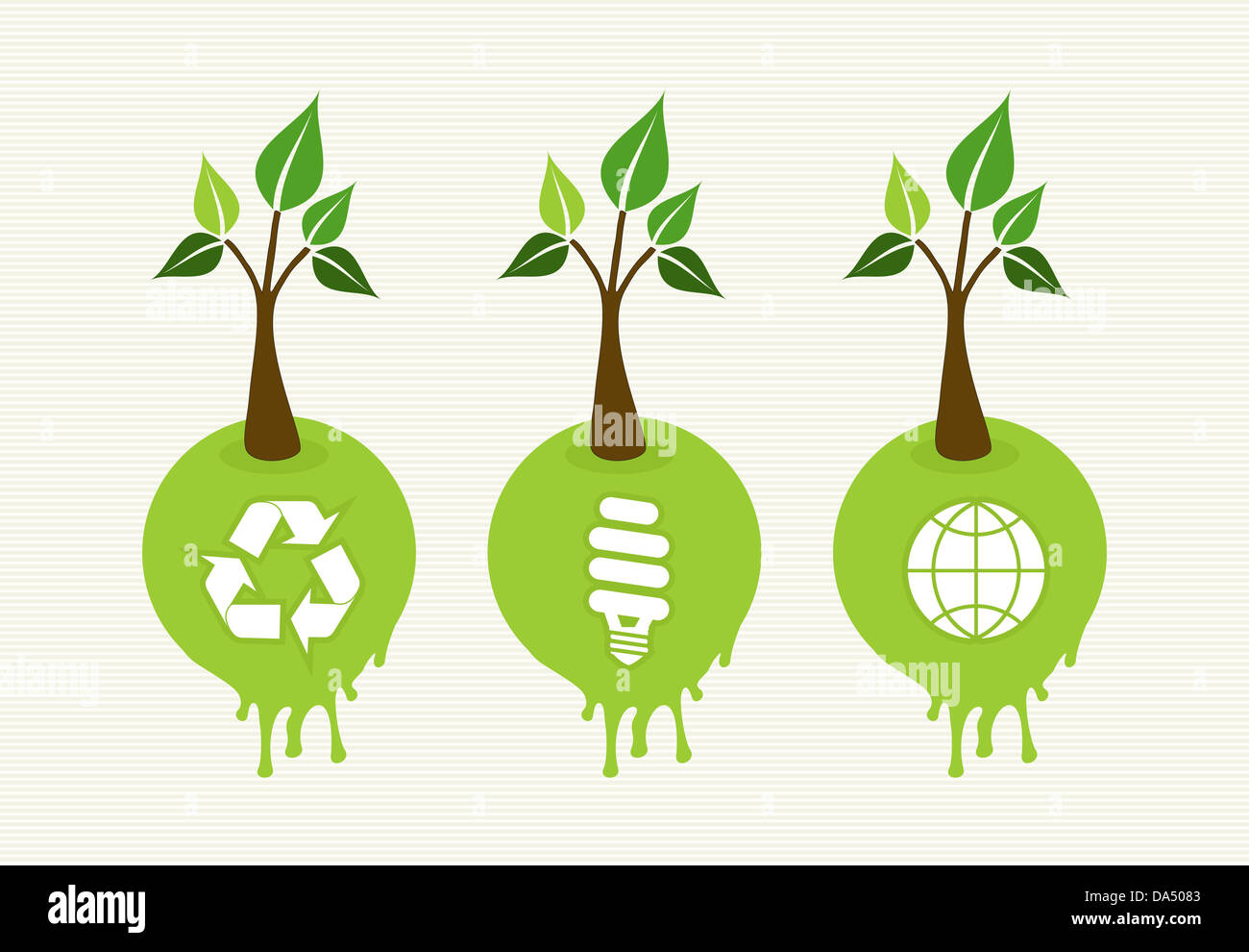 Flat style save the Earth tree idea with icons set. This illustration ...