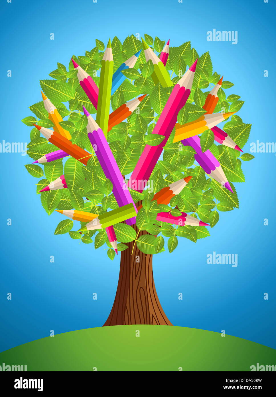 Colorful back to school conceptual tree. Vector file layered for easy ...