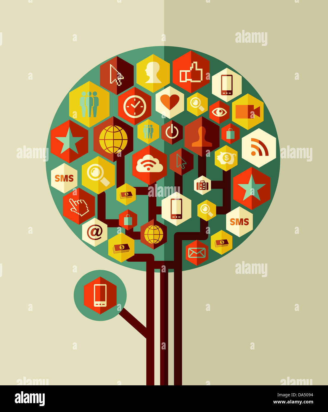 Social media network tree concept design. Vector file layered for easy ...