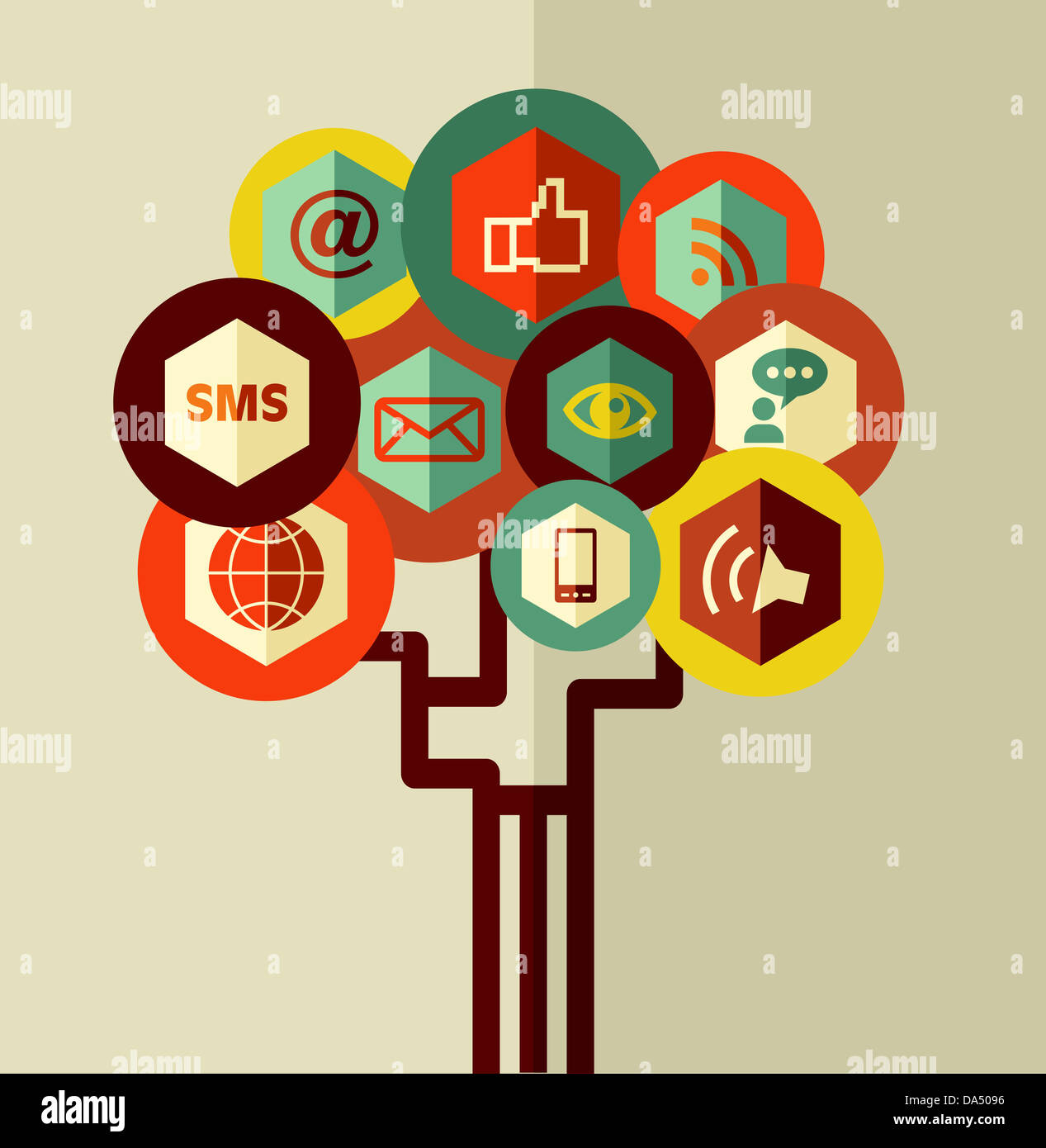 Abstract Social media tree concept . Vector file layered for easy ...